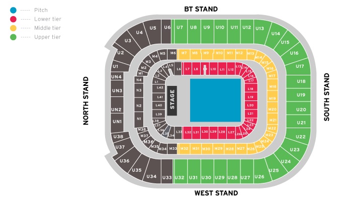 Principality Stadium, Cardiff Standing layout